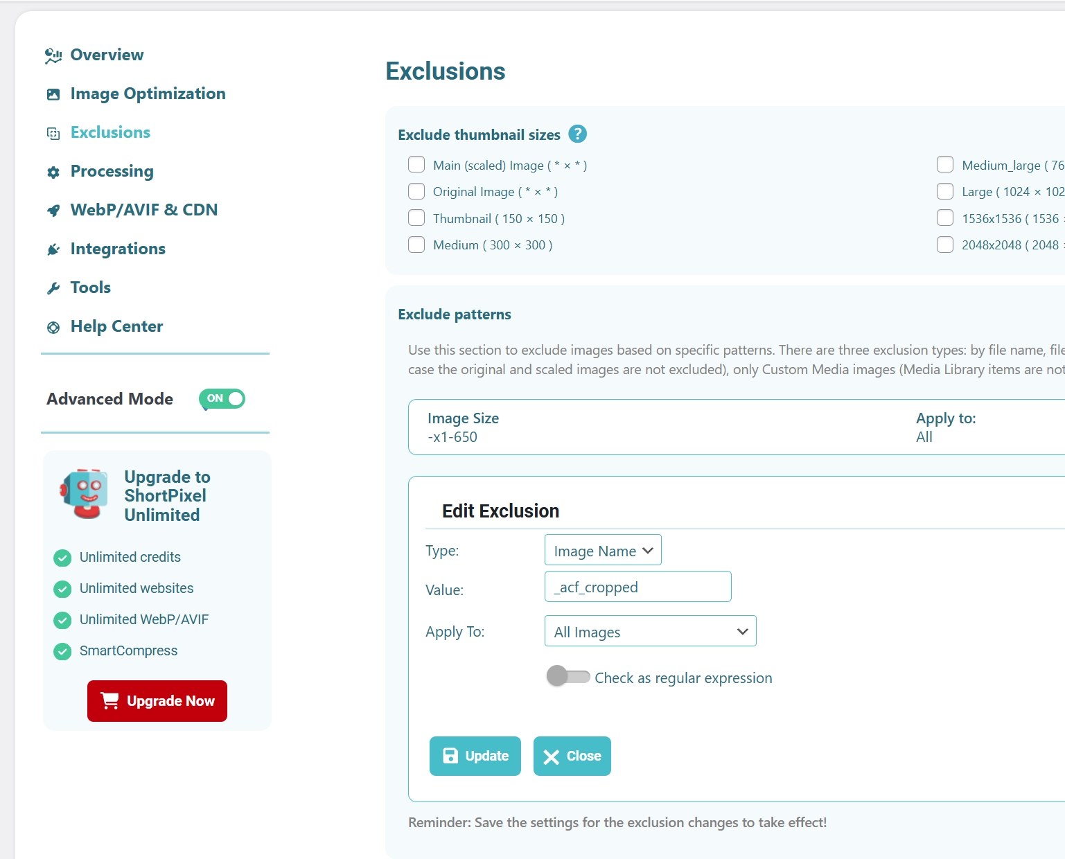 How to exclude the images created by the ACF cropping plugin from optimization - ShortPixel ...