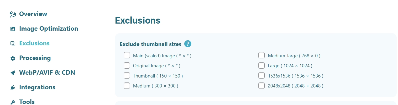 How can I optimize only certain thumbnail sizes? - ShortPixel Knowledge Base